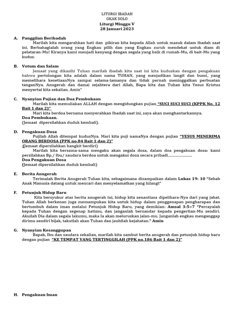 Liturgi Ibadah Kristen | PDF