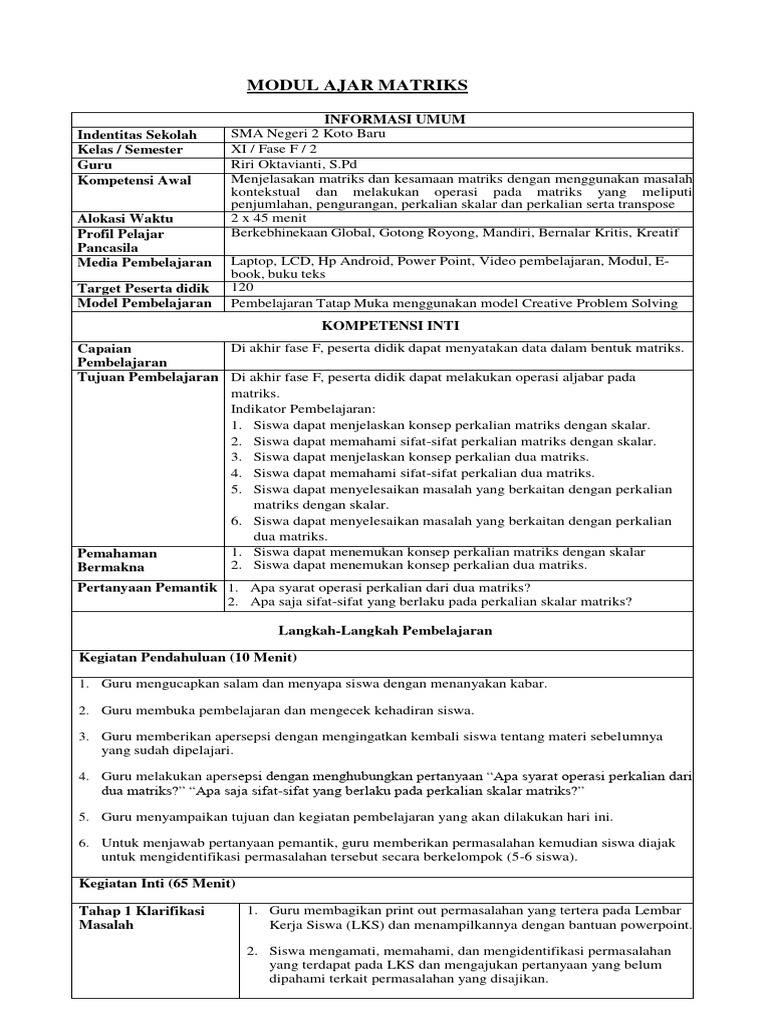 Modul Matematika Kelas XI | PDF