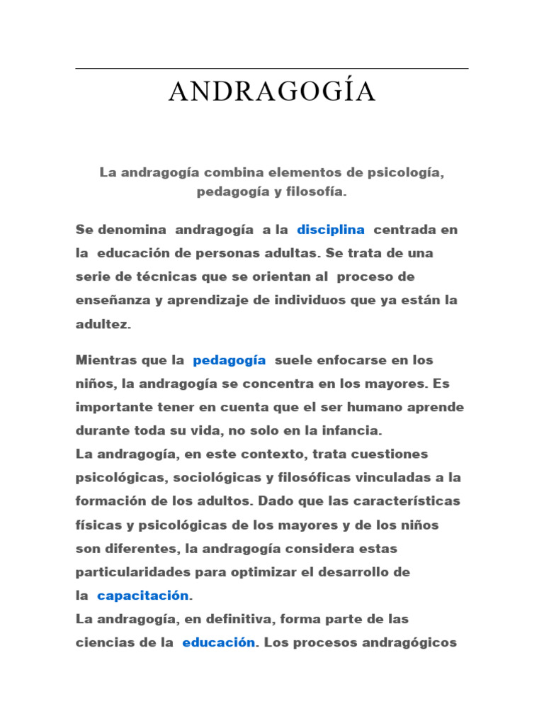 Introducción a la Andragogía y Aprendizaje Adulto | PDF | Aprendizaje ...