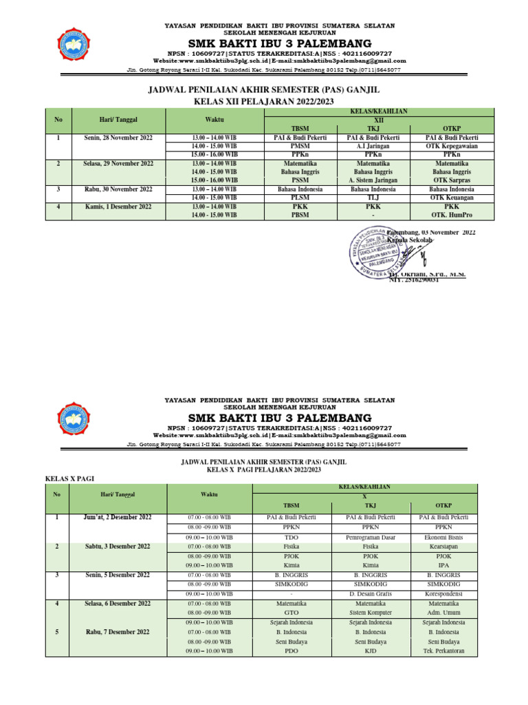 Jadwal Pas | PDF