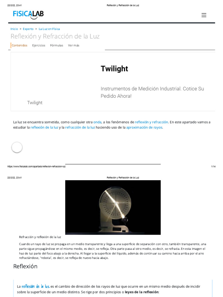 Reflexión y Refracción de La Luz | Descargar gratis PDF | Refracción | Ligero