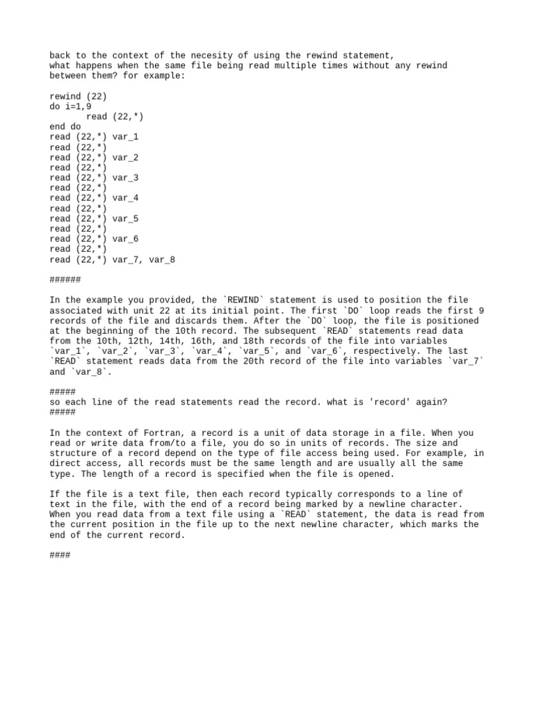 REWIND Statement in FORTRAN | PDF REWIND Statement in FORTRAN | PDF