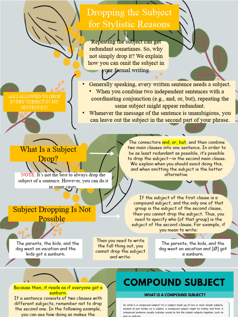 Omitting Subjects in Formal Writing | PDF | Subject (Grammar) | Sentence (Linguistics)