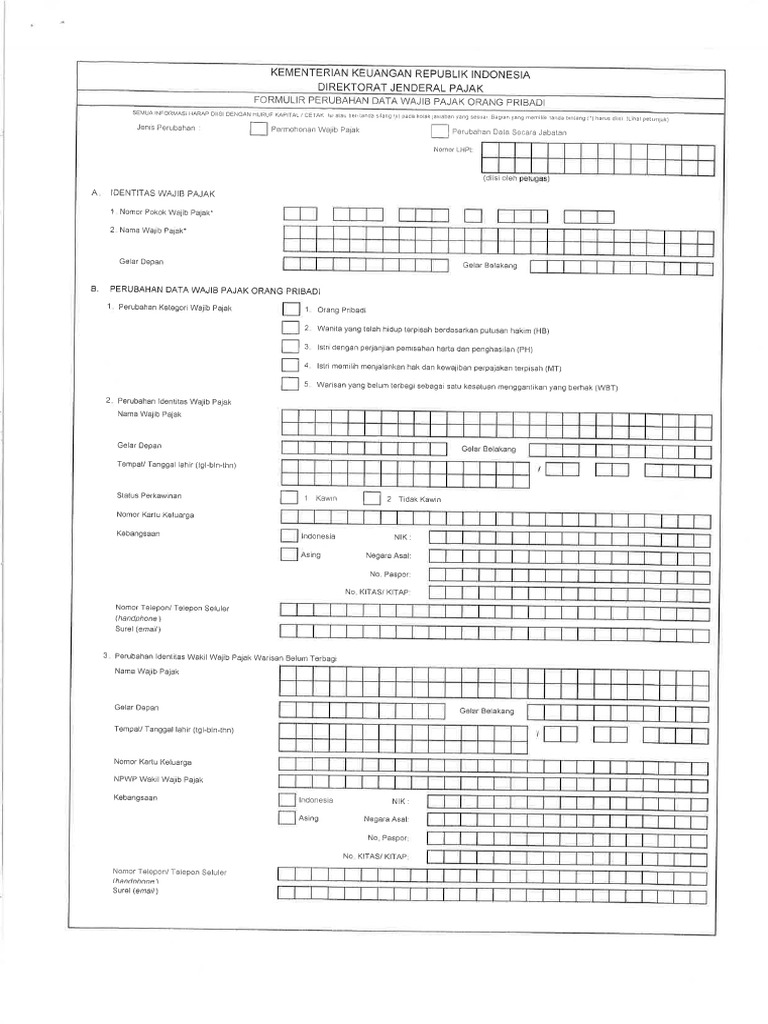 Formulir Perubahan Data WP | PDF