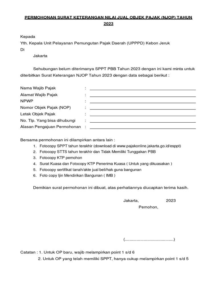 Formulir SK Njop New | PDF