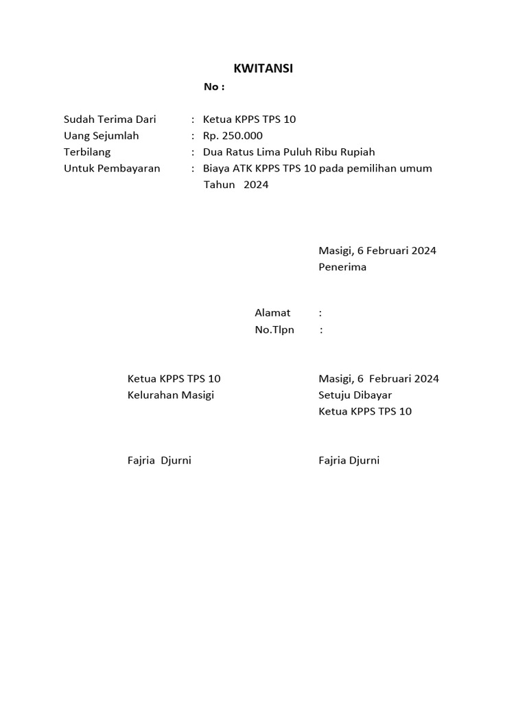 Kwitansi KPPS | PDF