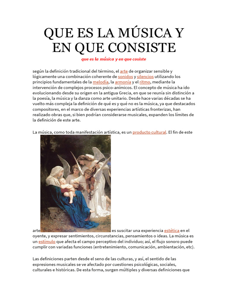QUE ES LA MUSICA | PDF | Educación en artes liberales