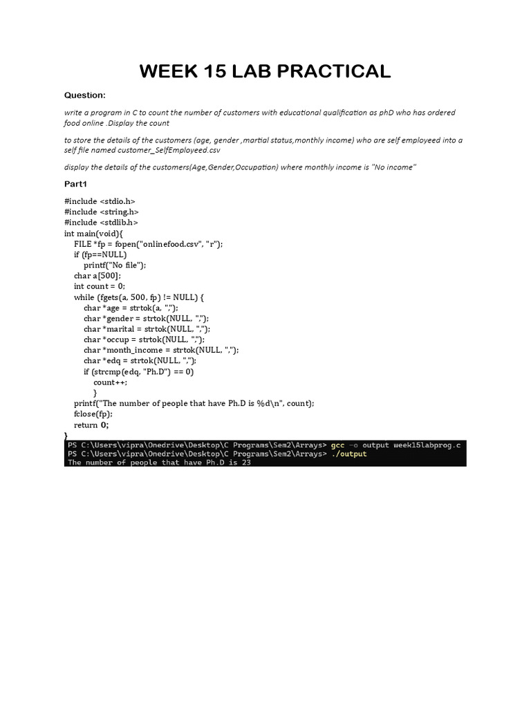 Week 15 Lab Practical | PDF | Computing | Computer Standards