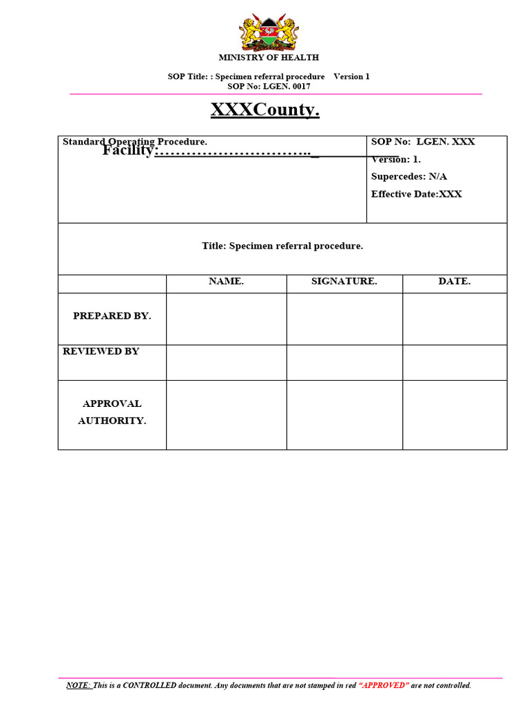 Specimen Referral SOP Guide | PDF | Health Care | Laboratories