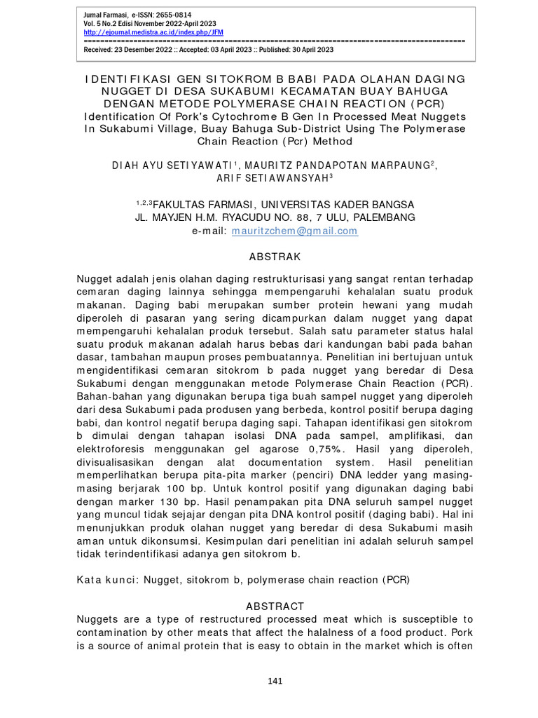 Analisis Gen Babi Dalam Nugget | PDF
