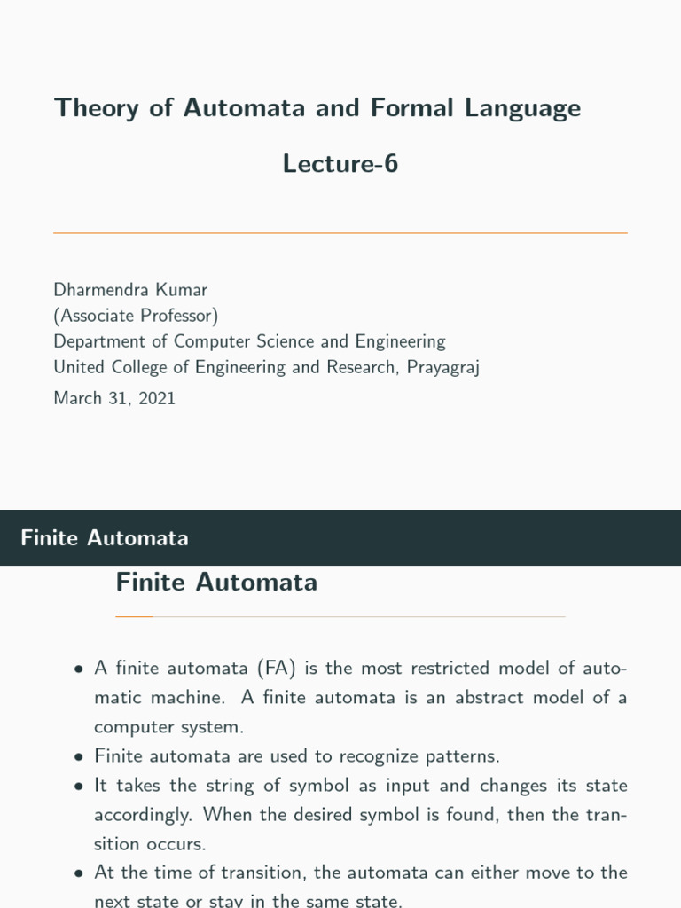 Lecture-6 | PDF | Algorithms | Theory Of Computation