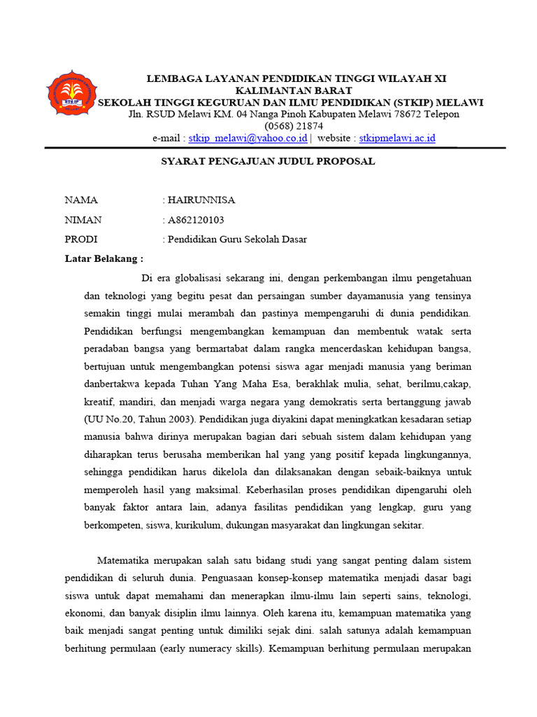 Formulir Pengajuan Judul Nisa | PDF