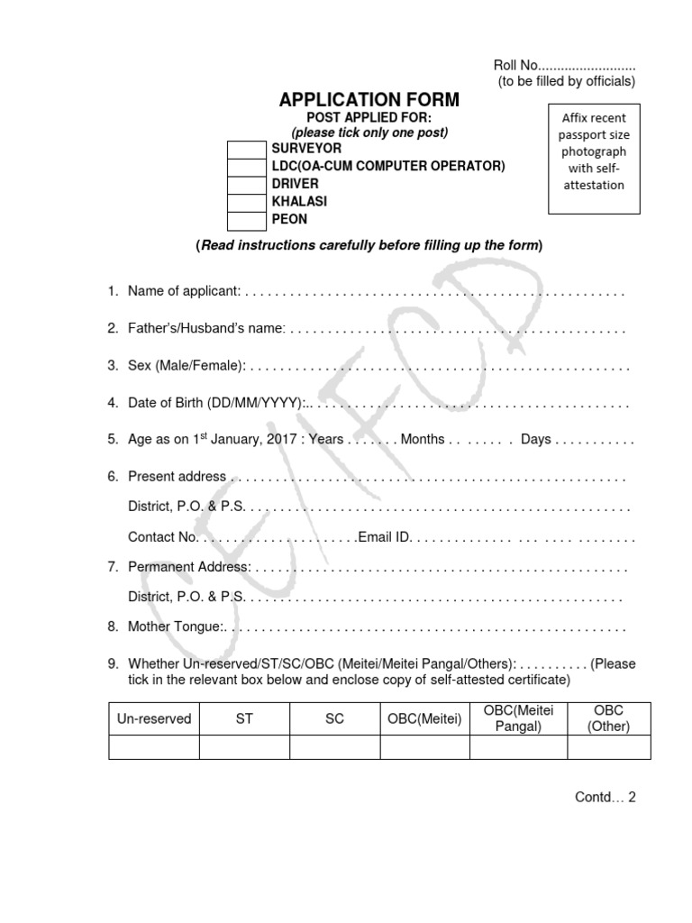 Application Form G III IV Ifcd | PDF