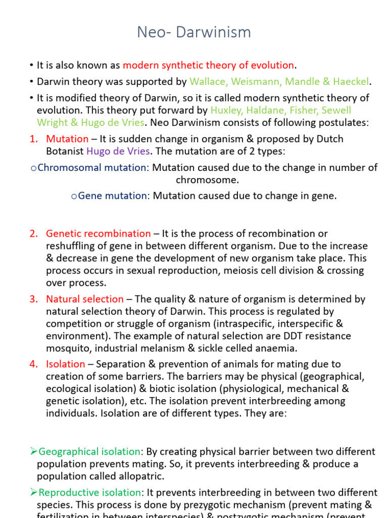 Neo - Darwinism | PDF