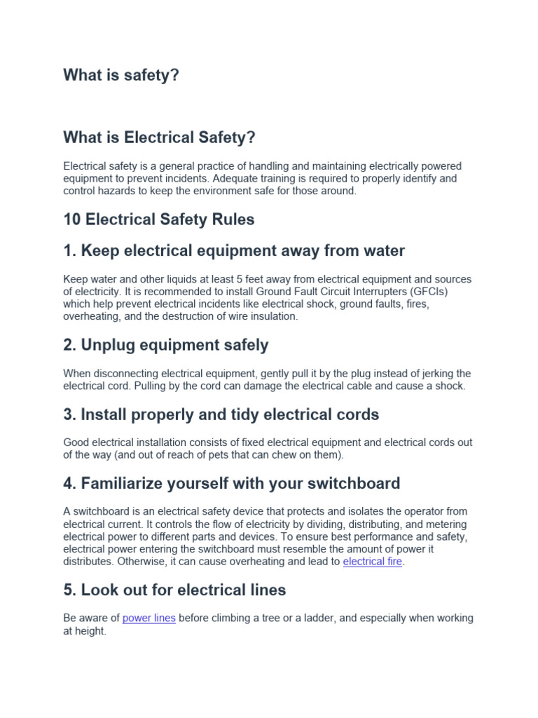 Electrical Safety | PDF | Electrical Engineering | Electricity