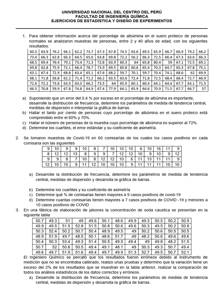 Ejercicios | PDF | Oblicuidad | Teoría estadística