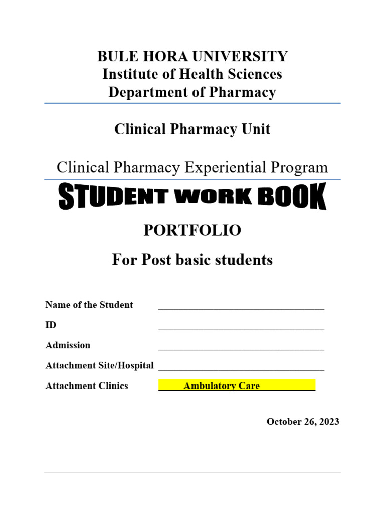 Clinical Pharmacy Experiential Portfolio | PDF | Pharmacy | Dose ...