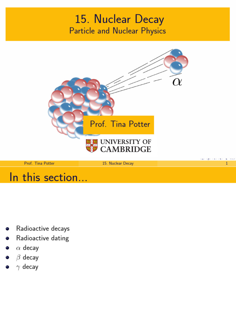 Lecture 15 NuclearDecay | PDF | Radioactive Decay | Atomic Nucleus