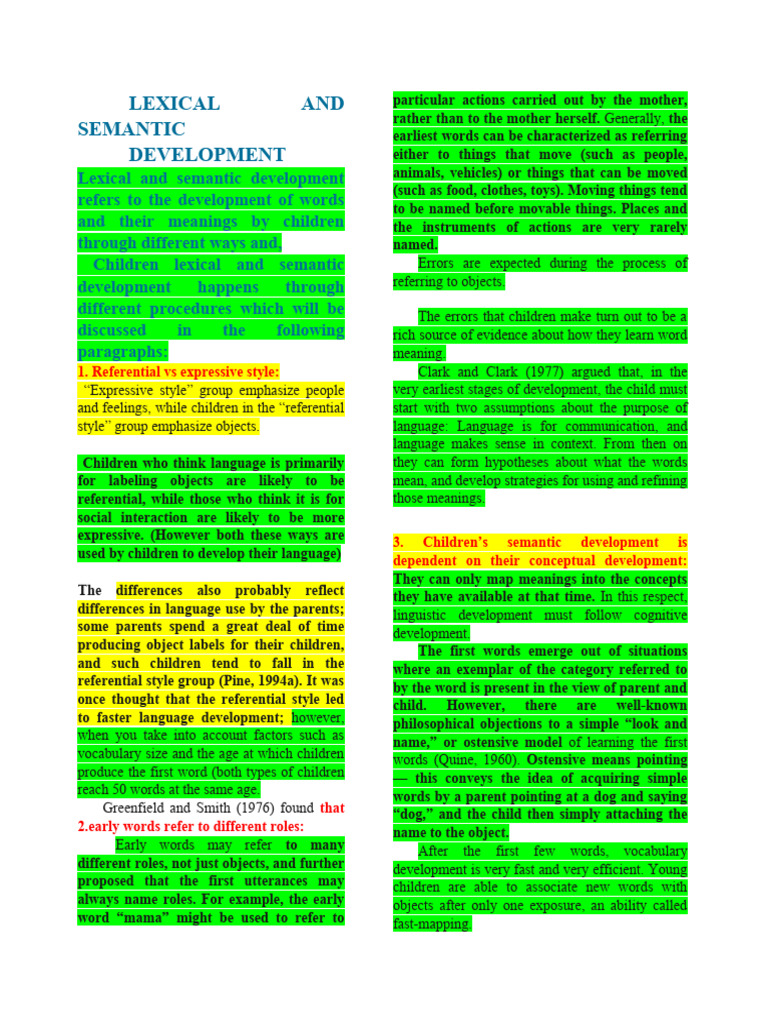 Lexical and Semantic Dev 2024 | PDF | Word | Concept