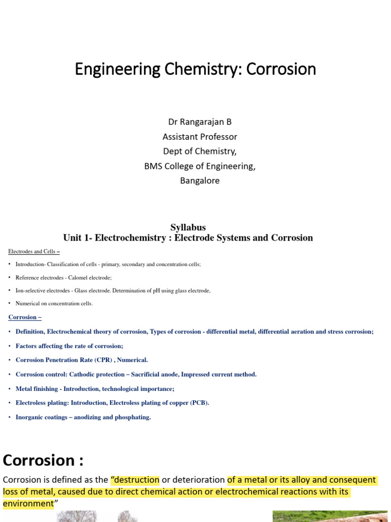 Unit1 (Corrosion) | PDF | Corrosion | Anode