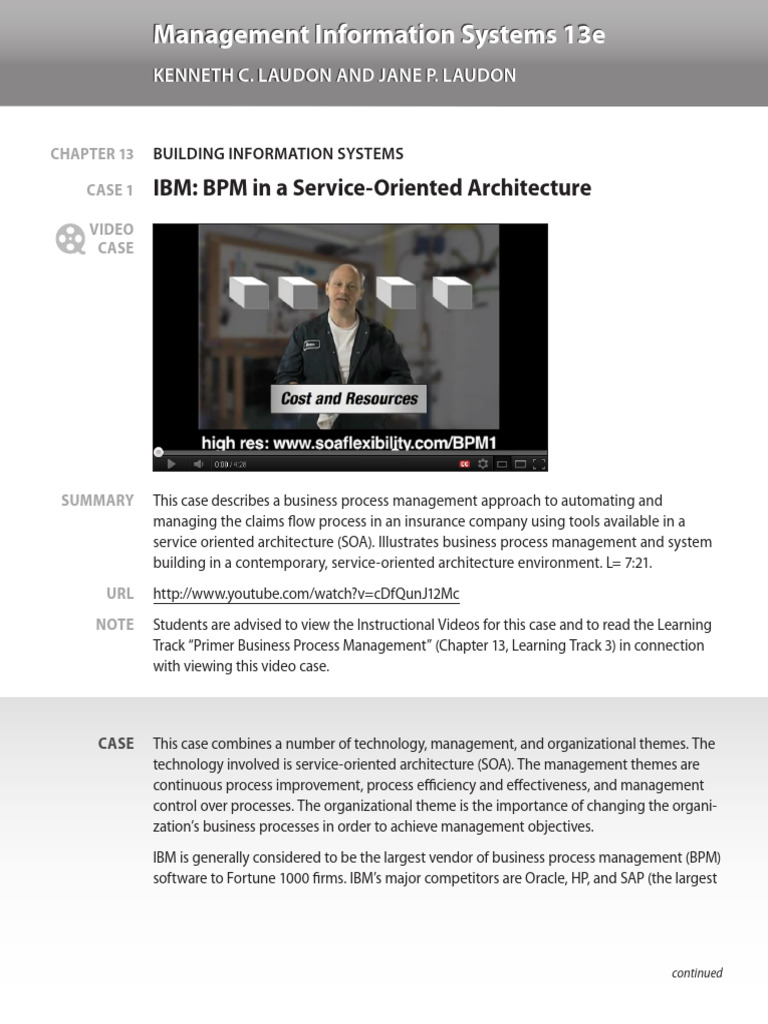 Mis13 Ch13 Case1 Ibm-Bpm | PDF | Business Process Management | Service Oriented Architecture
