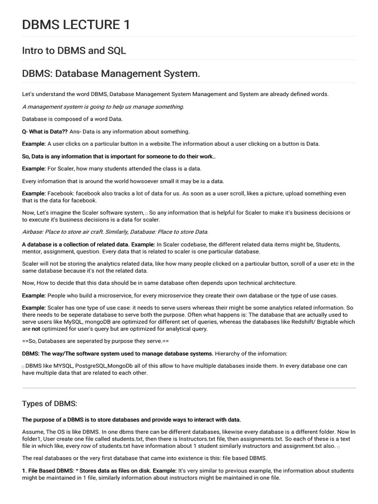 CS DBMS 1 | Download Free PDF | Databases | Relational Model