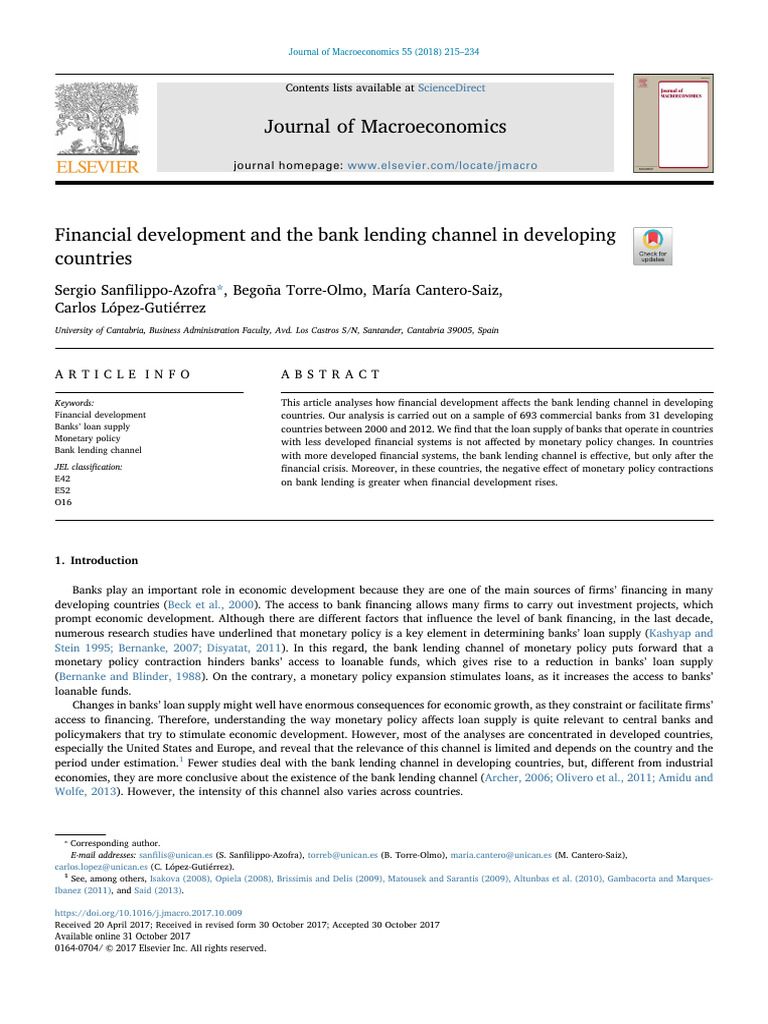 Financial Development and Bank Lending | PDF | Monetary Policy | Banks
