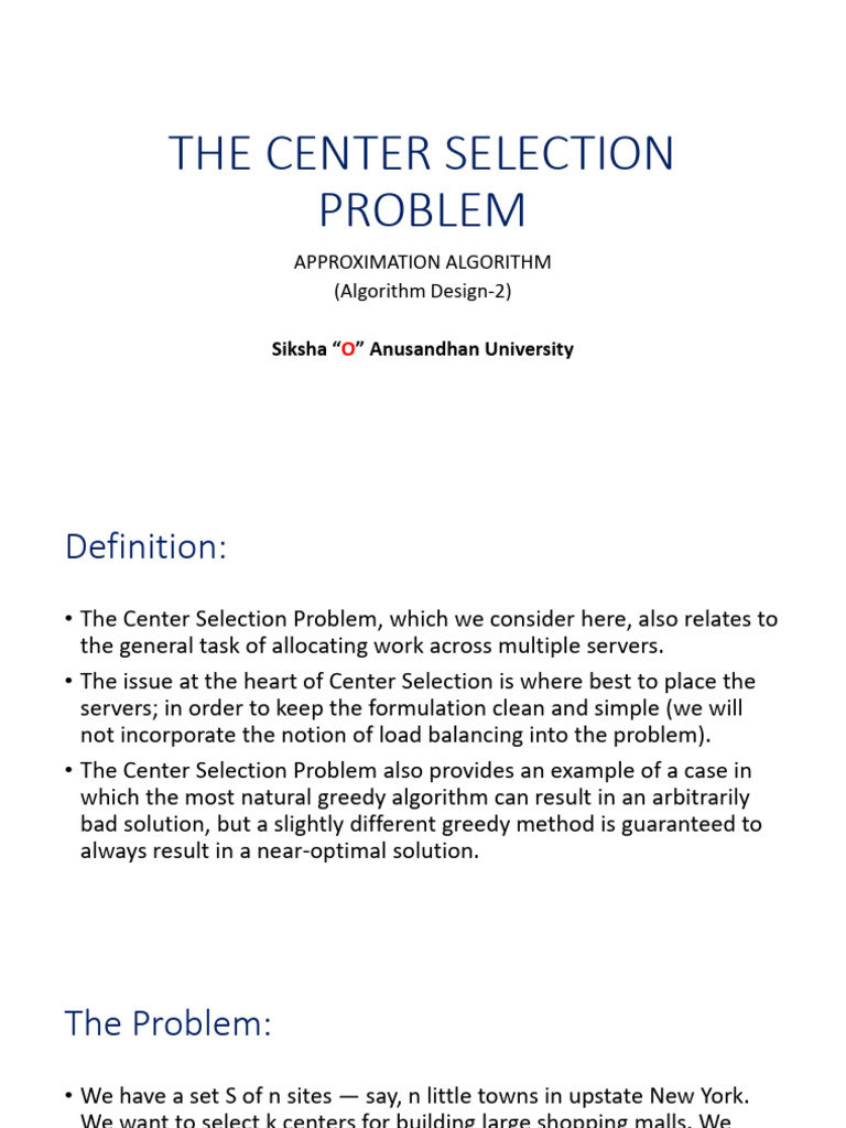 The Center Selection Problem | PDF | Mathematics | Algorithms