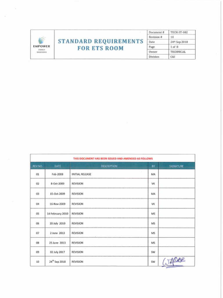 Standard Technical Requirements For ETS Room Rev. 12 | PDF