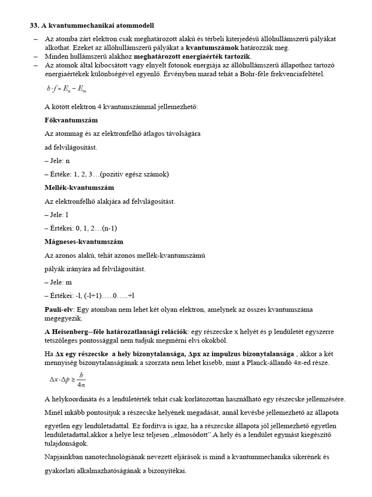 A kvantummechanikai atommodell | PDF
