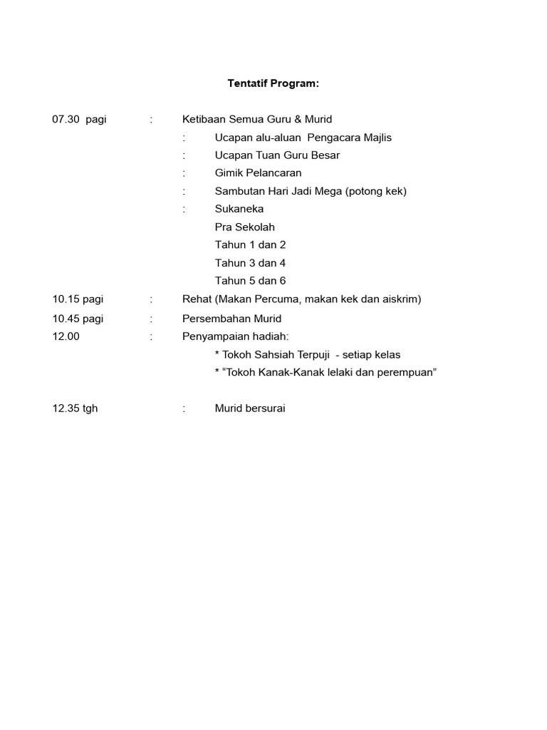 TENTATIF DAN AJK Utk Buku Program | PDF