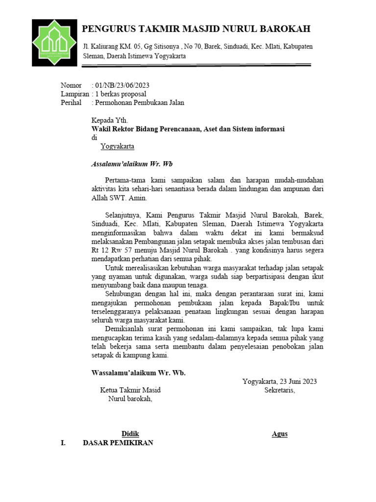 Contoh Proposal Pembangunan Jalan Setapa | PDF