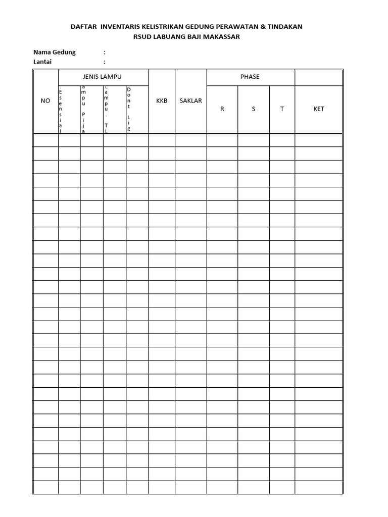 Form Inventaris Listrik | PDF