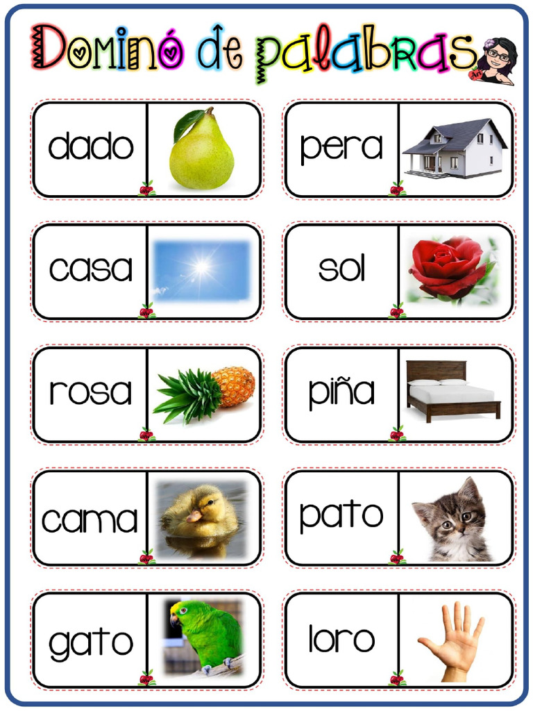 Dominó de Palabras Recopilado Por Materiales Educativos para Maestras | PDF