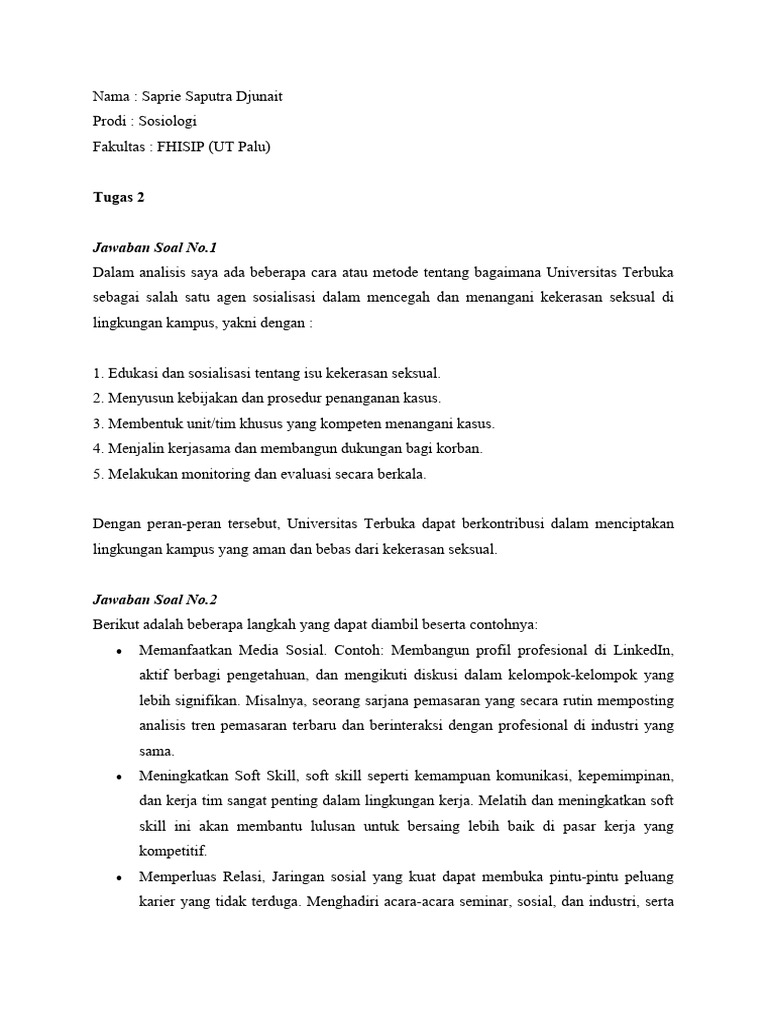 Tugas 2 (Pengantar Sosiologi) | PDF | Ilmu Sosial