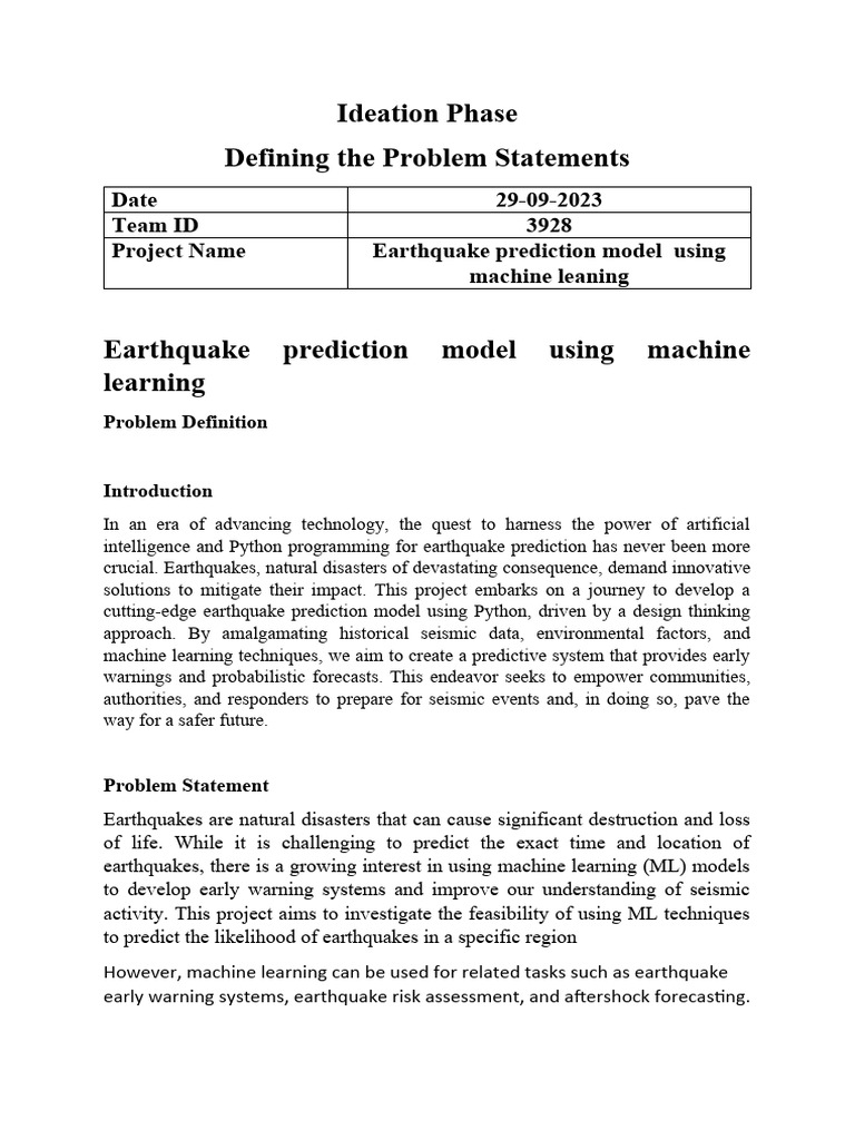 ArtificialIntelligence Phase1 | PDF | Earthquakes | Machine Learning