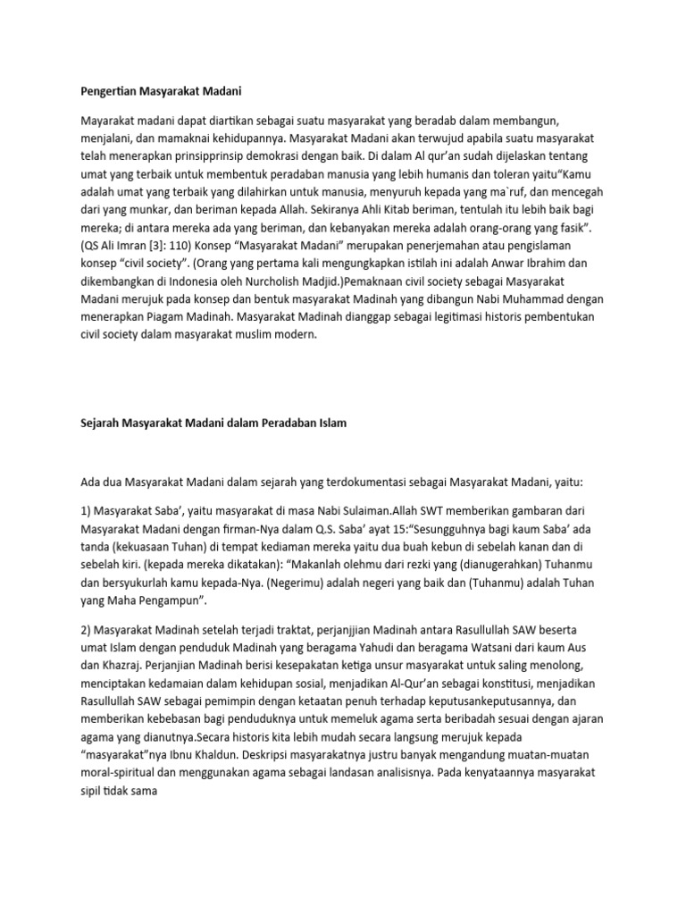 Masyarakat Madani | PDF | Politik