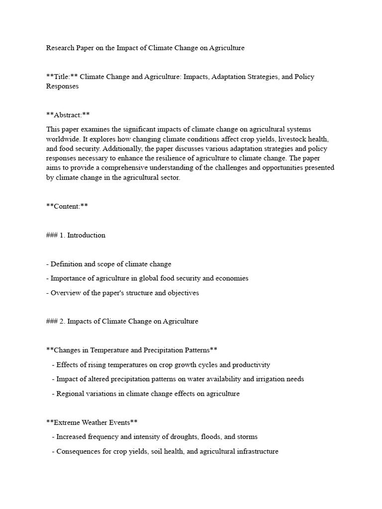 Research Paper On The Impact of Climate Change On Agriculture | PDF ...