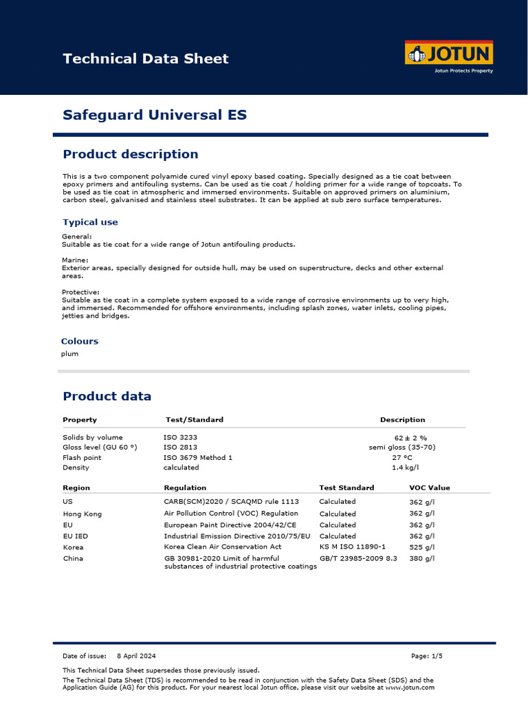 TDS 1055 Safeguard Universal ES Euk GB | PDF | Epoxy | Coating