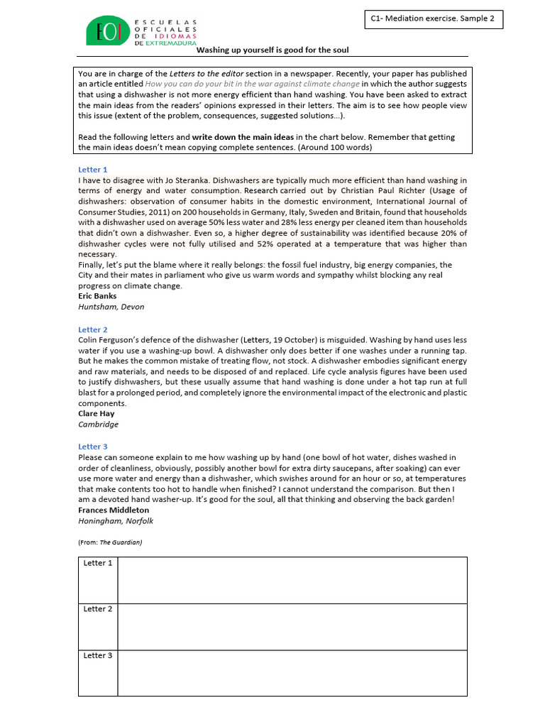 C1. Mediation Exercise. Sample 2 | PDF | Dishwasher | Water