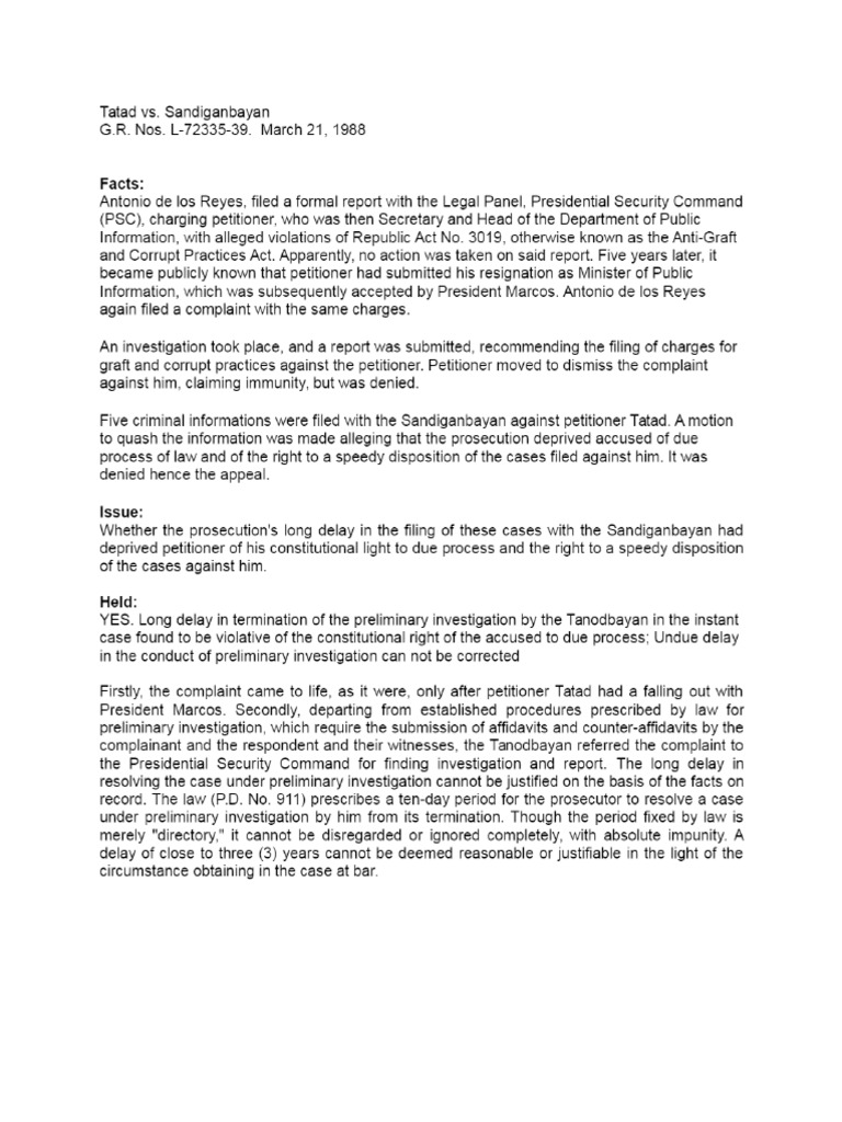 Tatad vs. Sandiganbayan | PDF