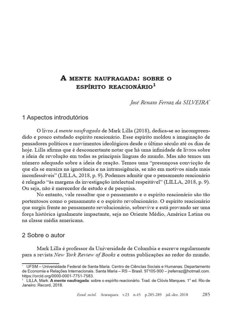 Análise do Espírito Reacionário de Lilla | PDF | Intelectual | Revoluções