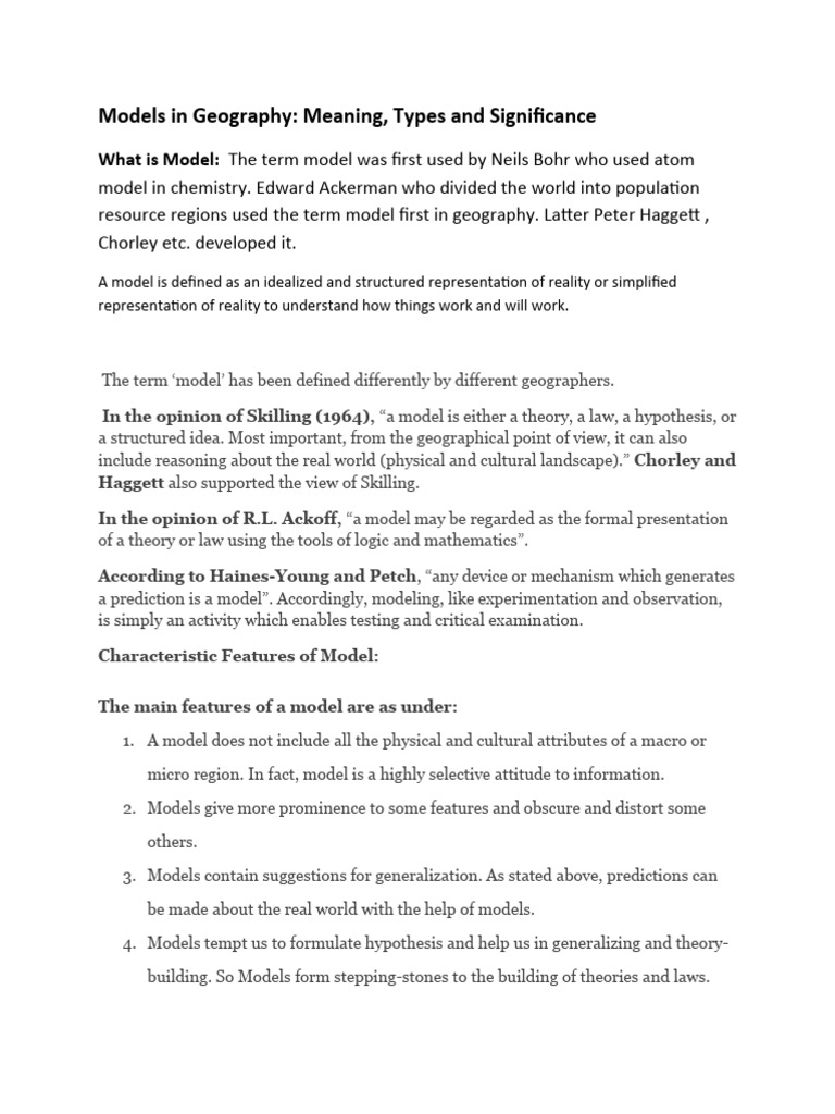 Models in Geography | PDF | Theory | Geography