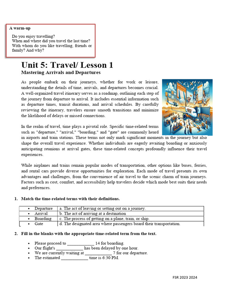 Unit 5 Travelling (Lesson 1) | PDF | Train | Transport