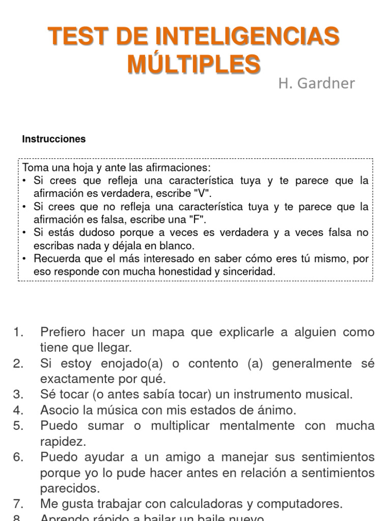 Test de Inteligencias Múltiples | PDF