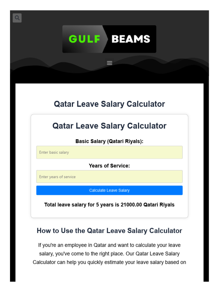 Qatar Leave Salary Calculator | PDF | Salary | Websites