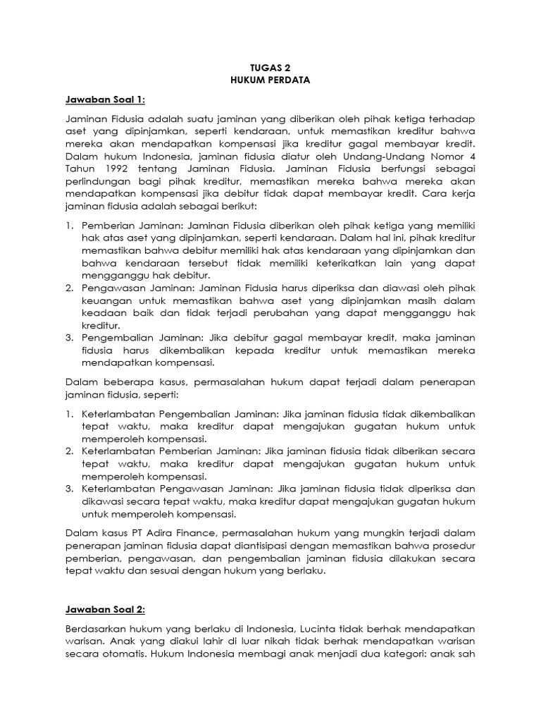 TUGAS 2 - Hukum Perdata | PDF