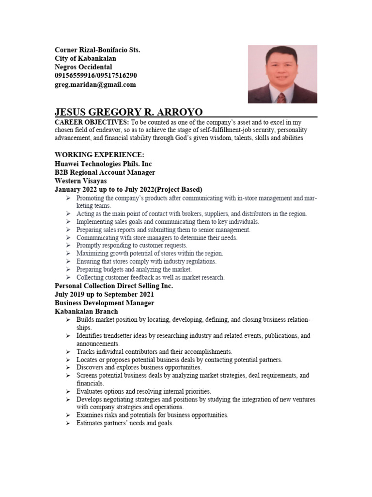 Resume Jesus Gregory Arroyo | Download Free PDF | Supply Chain ...