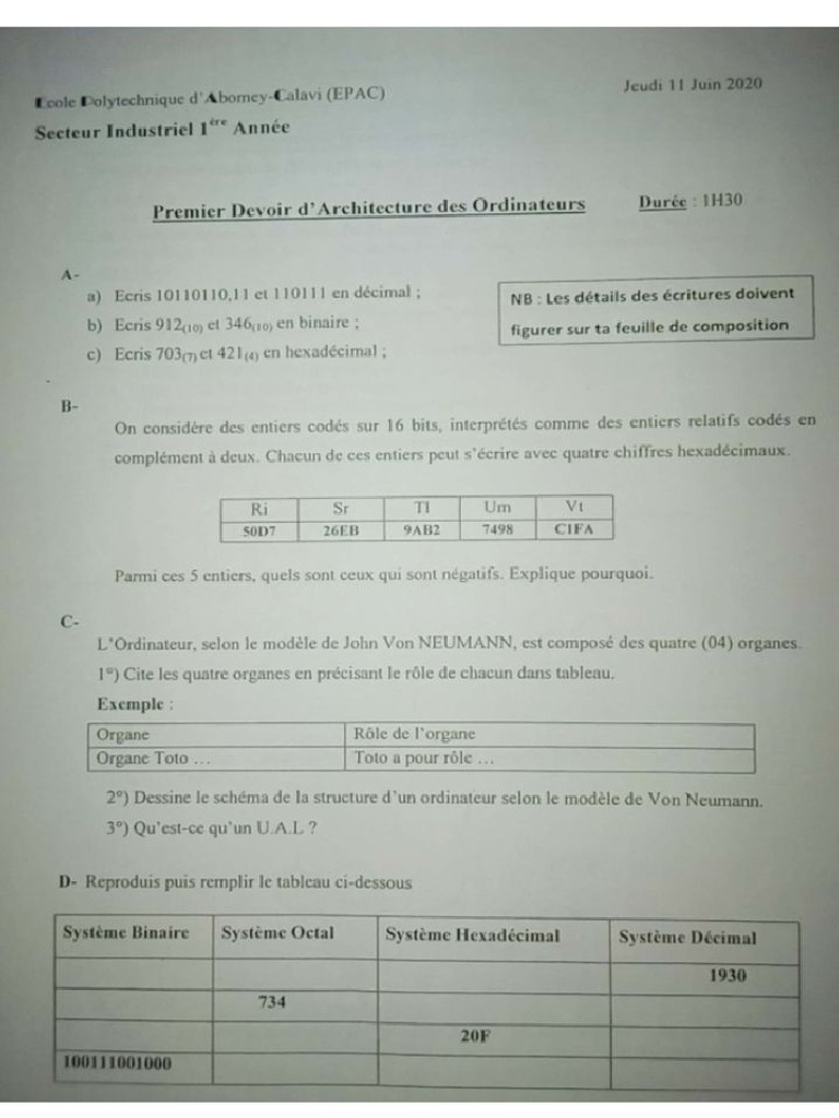 Devoir À Traiter | PDF