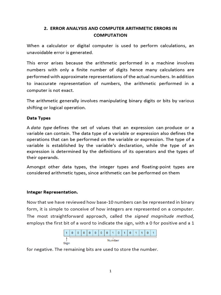 Computer Arithmetic Error Analysis | PDF | Arithmetic | Integer (Computer Science)